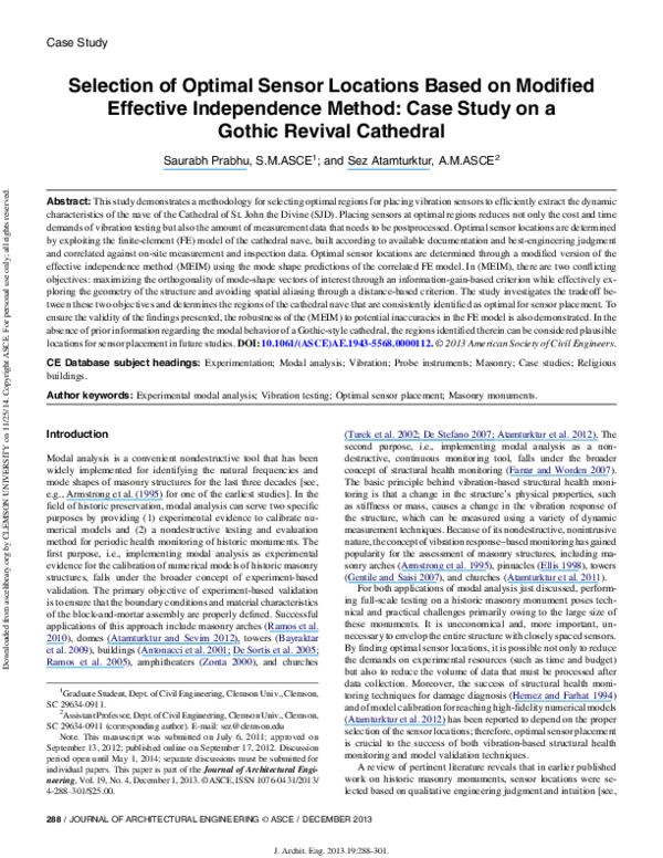 Pdf Selection Of Optimal Sensor Locations Based On Modified Effective