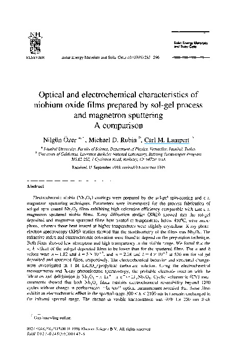 (PDF) Optical and electrochemical characteristics of niobium oxide ...
