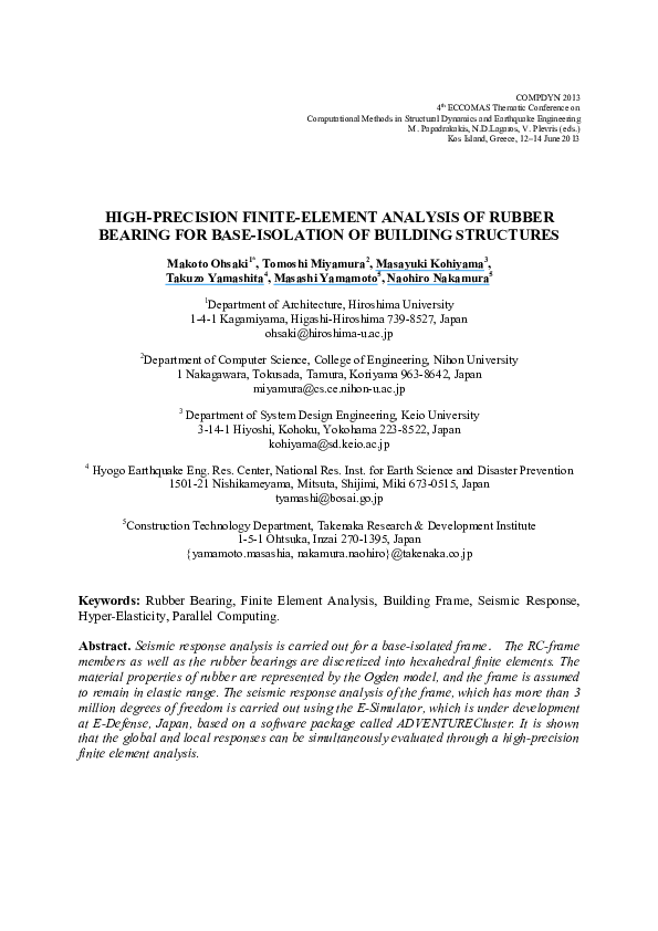 (PDF) High-Precision Finite-Element Analysis of Rubber Bearing for Base-Isolation of Building ...