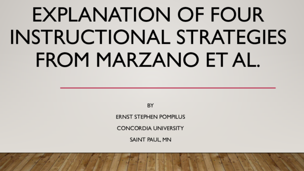 (PDF) EXPLANATION OF FOUR INSTRUCTIONAL STRATEGIES FROM MARZANO ET AL.