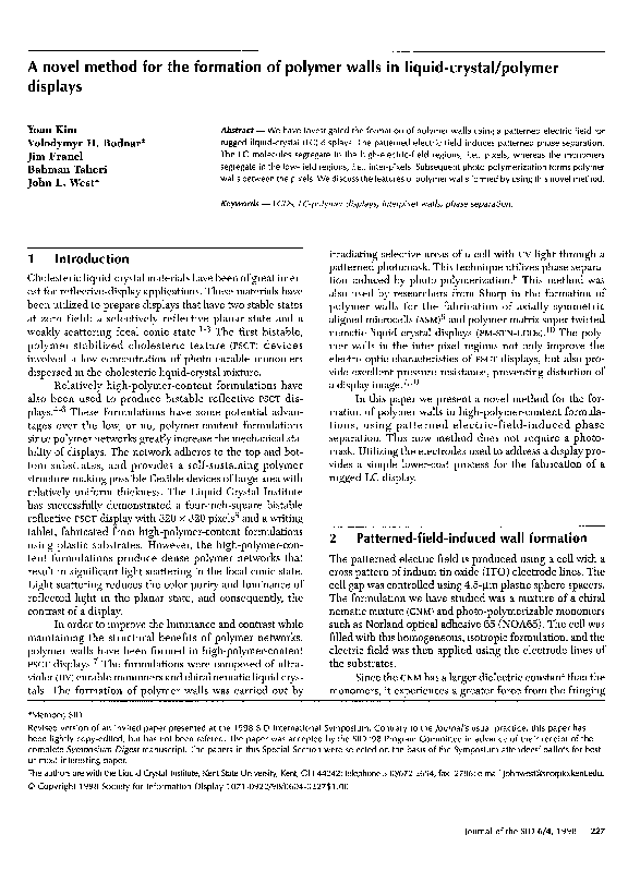 (PDF) A novel method for the formation of polymer walls in liquid ...
