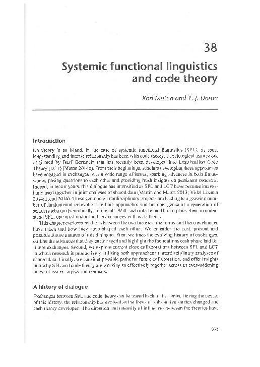 (PDF) SFL and code theory