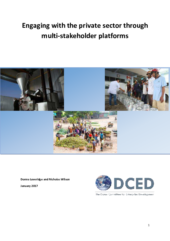 (PDF) Engaging with the private sector through multi-stakeholder platforms