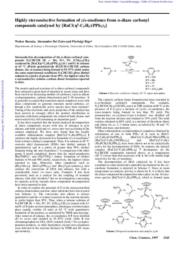 (PDF) Highly stereoselective formation of cis-enediones from α-diazo carbonyl compounds ...