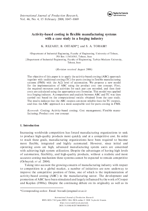(PDF) Activity-based costing in flexible manufacturing systems with a ...