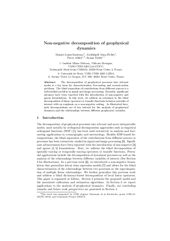 (PDF) Non-negative Decomposition of Geophysical Dynamics