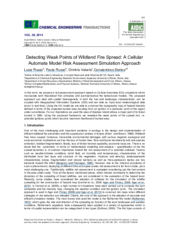 (PDF) Detecting Weak Points of Wildland Fire Spread: A Cellular ...