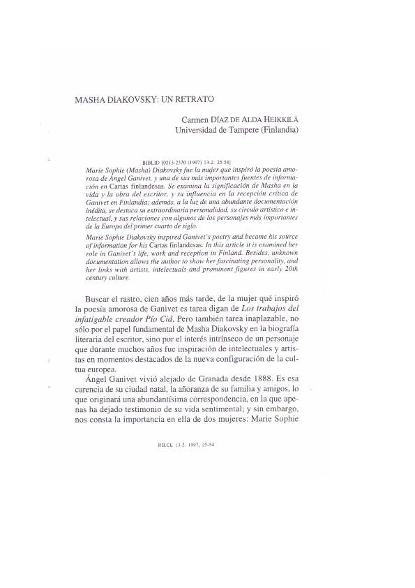 (PDF) María Carmen Díaz de Alda Heikkilä: "Masha Diakovsky: Un retrato ...