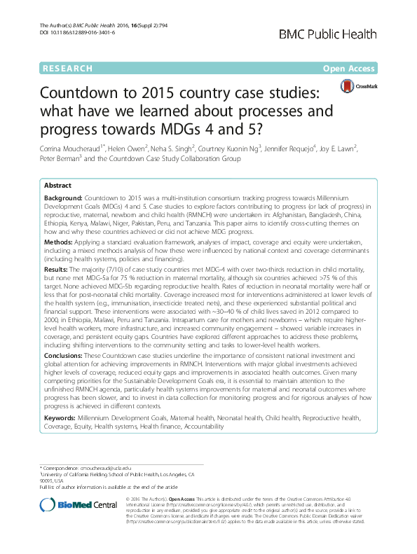(PDF) Countdown to 2015 country case studies: what have we learned ...