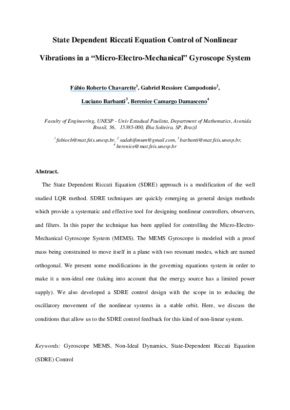 (PDF) State dependent Riccati equation control applied in a micro ...