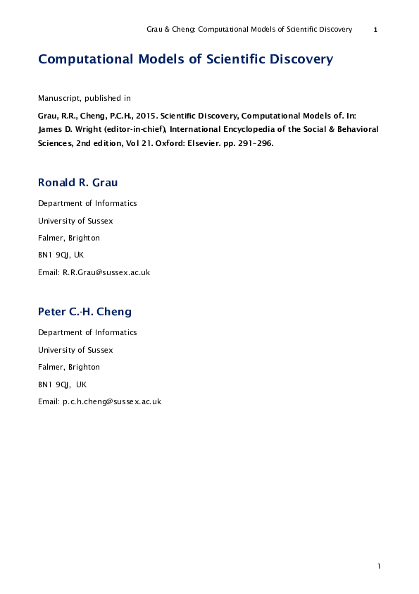 (PDF) Computational Models of Scientific Discovery