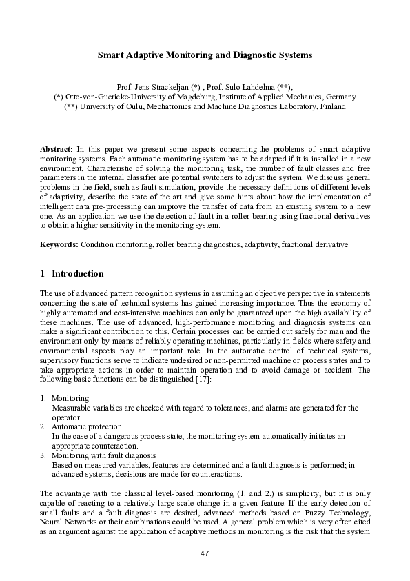 (PDF) Smart Adaptive Monitoring and Diagnostic Systems