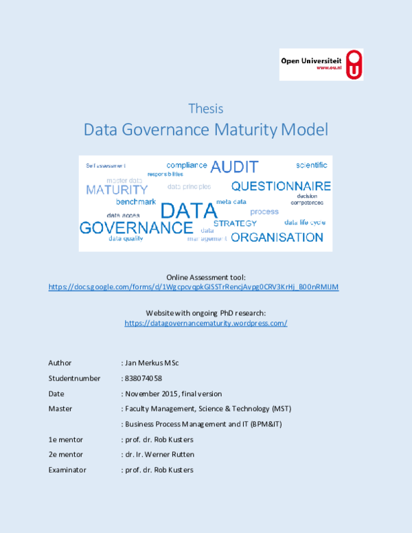 (PDF) Data Governance Maturity Model