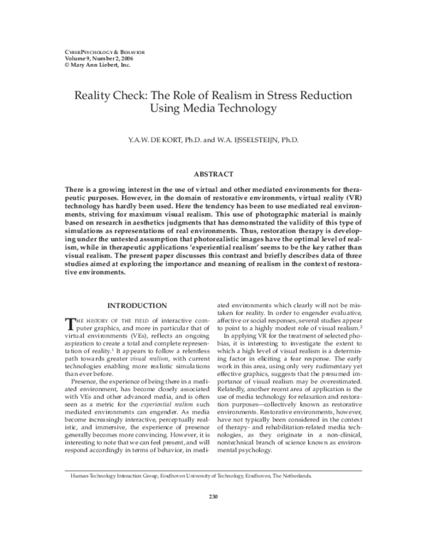 (PDF) Reality Check: The Role of Realism in Stress Reduction Using ...