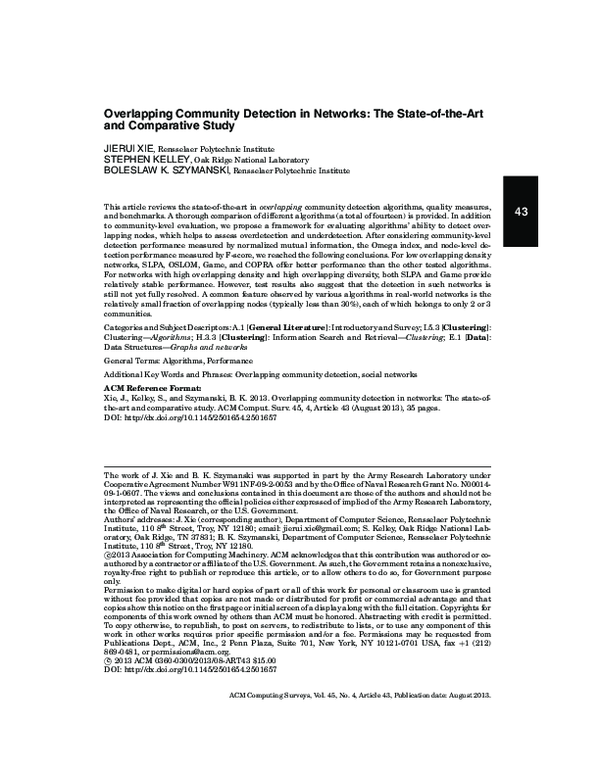 (PDF) 43 Overlapping Community Detection in Networks: The State-of-the ...