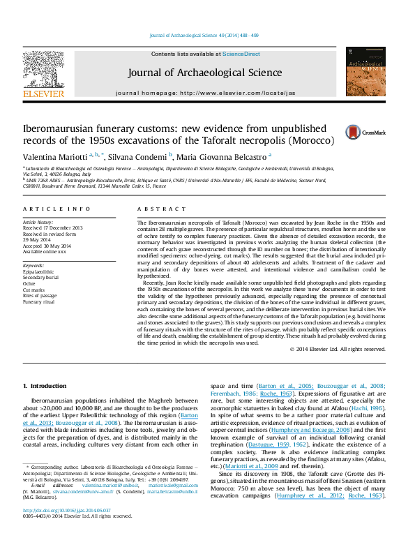 (PDF) Iberomaurusian funerary customs: new evidence from unpublished ...