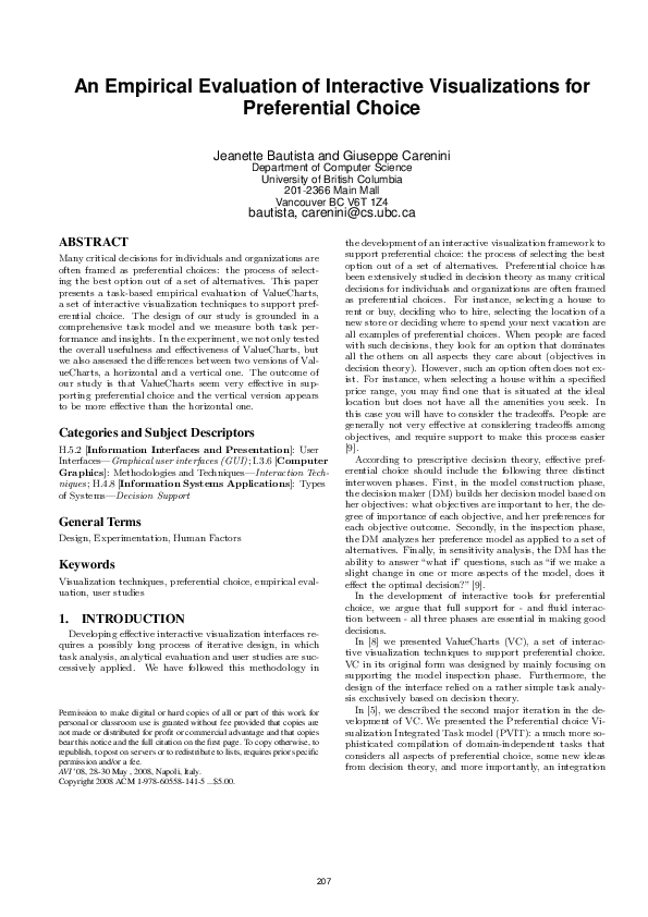 (PDF) An empirical evaluation of interactive visualizations for preferential choice