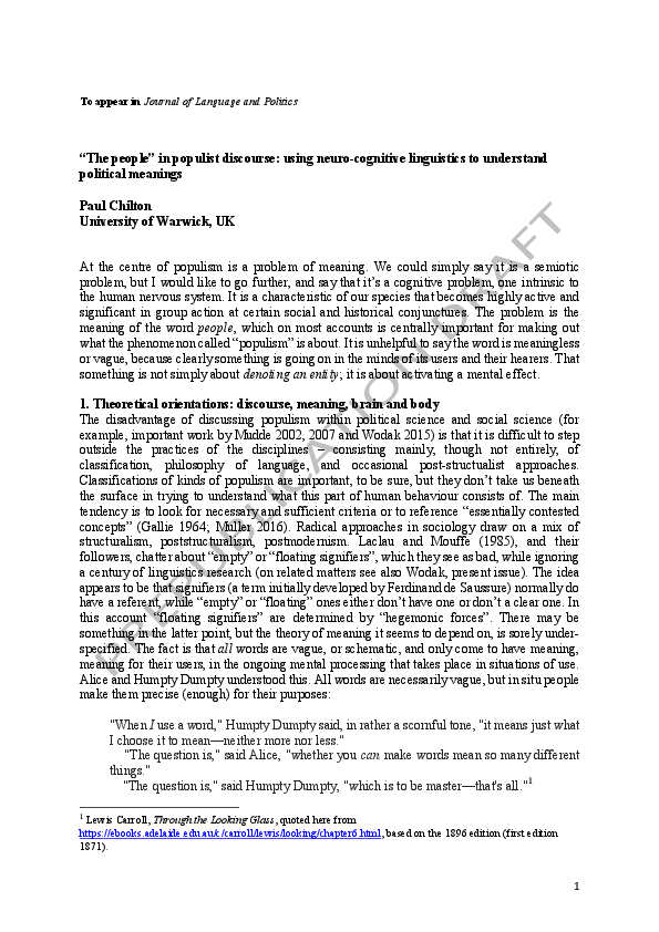 (PDF) " The people " in populist discourse: using neuro-cognitive ...