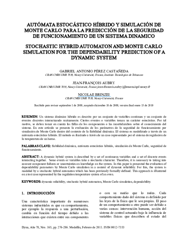 Pdf Stochastic Hybrid Automaton And Monte Carlo Simulation For The Dependability Prediction Of
