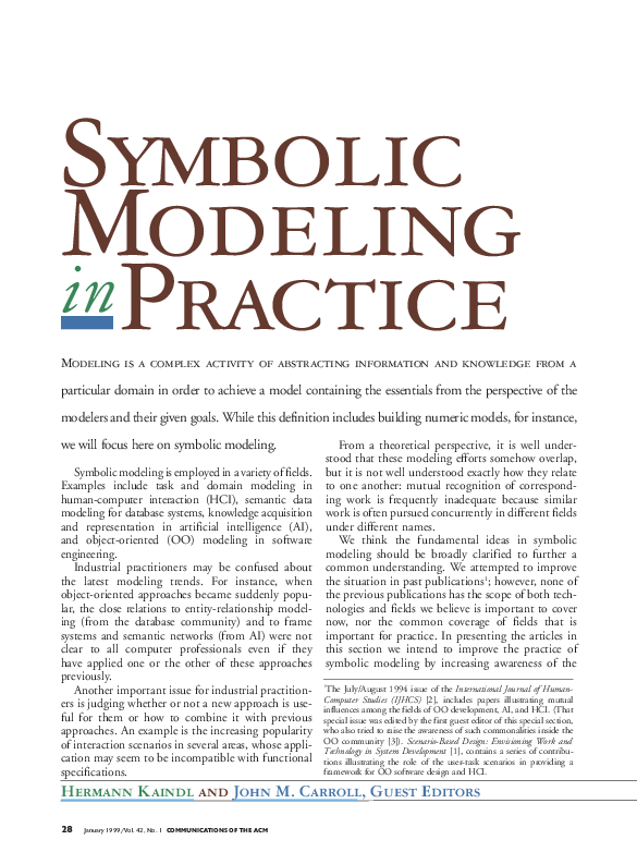 (PDF) Symbolic modeling in practice