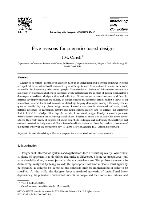 (PDF) Five reasons for scenario-based design