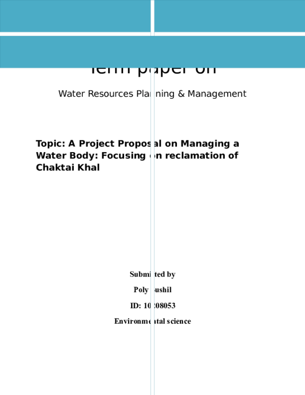 (DOC) Term paper on Water Resources Planning & Management Topic: A ...