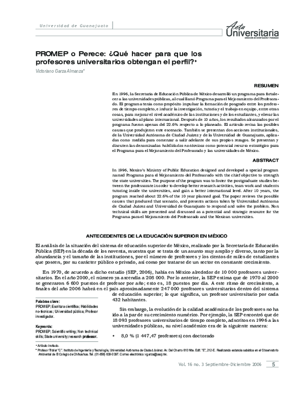 (PDF) PROMEP o Perece: ¿Qué hacer para que los profesores ...