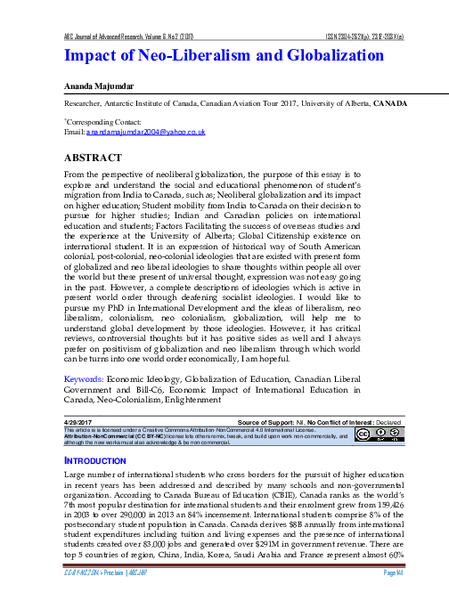 (PDF) Impact of Neo-Liberalism and Globalization