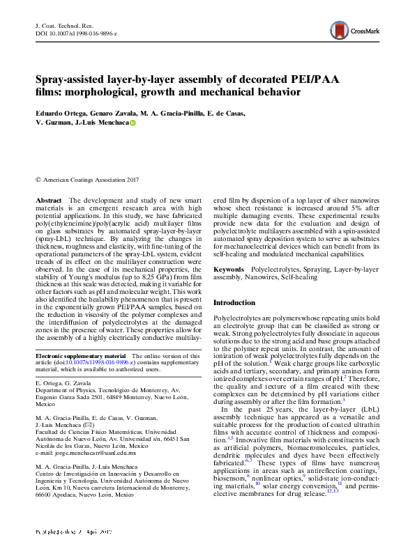 (PDF) Spray-assisted layer-by-layer assembly of decorated PEI/PAA films ...