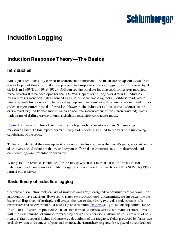 Pdf Induction Logging Induction Response Theory—the Basics