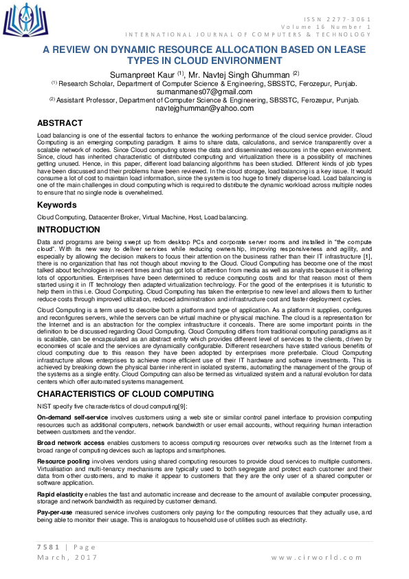 (PDF) A REVIEW ON DYNAMIC RESOURCE ALLOCATION BASED ON LEASE TYPES IN ...