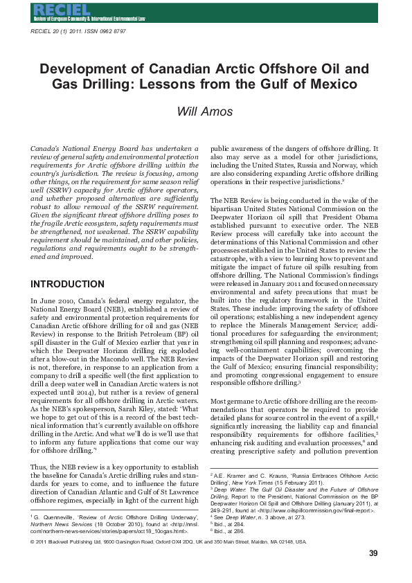 (PDF) Development of Canadian Arctic Offshore Oil and Gas Drilling ...
