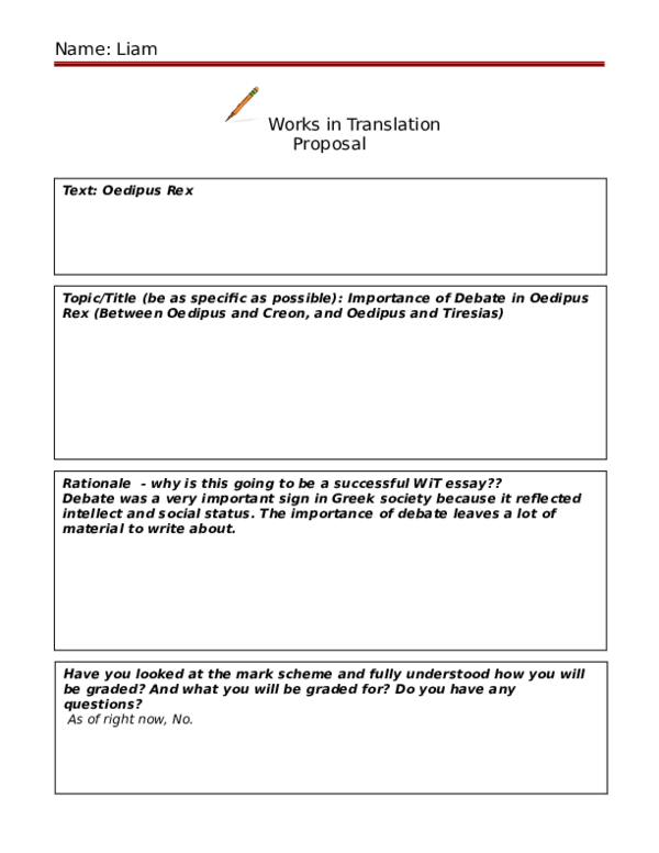 (DOC) Works in Translation Proposal Topic: Method of presentation