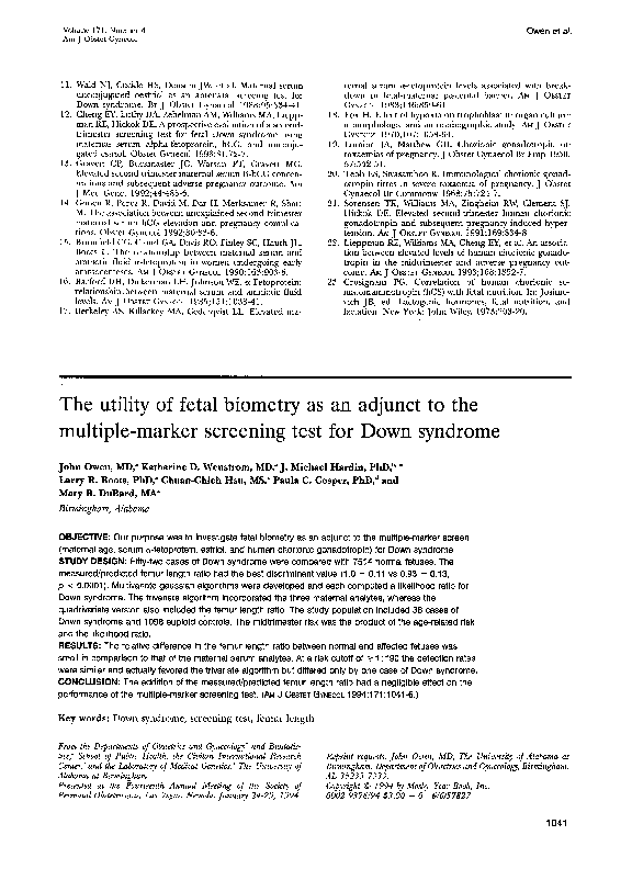 (PDF) The utility of fetal biometry as an adjunct to the multiple ...