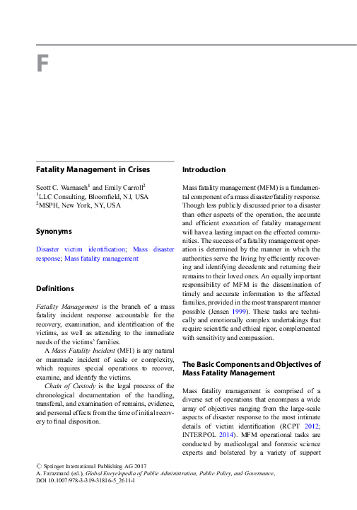 (PDF) Fatality Management in Crises