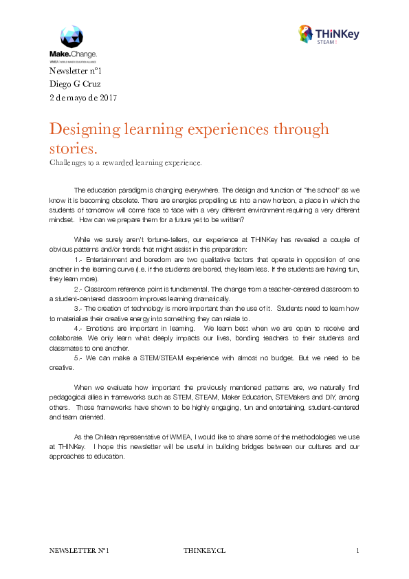 (PDF) Designing learning experiences through stories