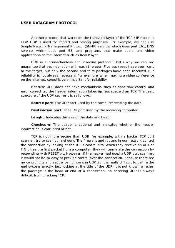 (DOC) USER DATAGRAM PROTOCOL | mehmet ayaz - Academia.edu