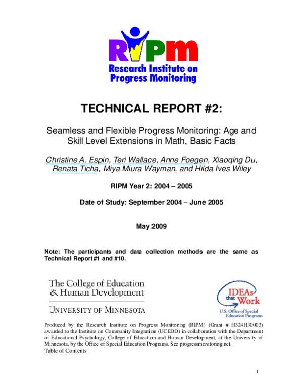 (PDF) TECHNICAL REPORT #2: Seamless and Flexible Progress Monitoring ...