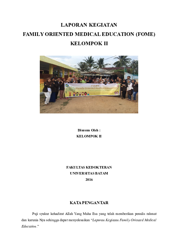 (DOC) LAPORAN KEGIATAN FAMILY ORIENTED MEDICAL EDUCATION (FOME) KELOMPOK II