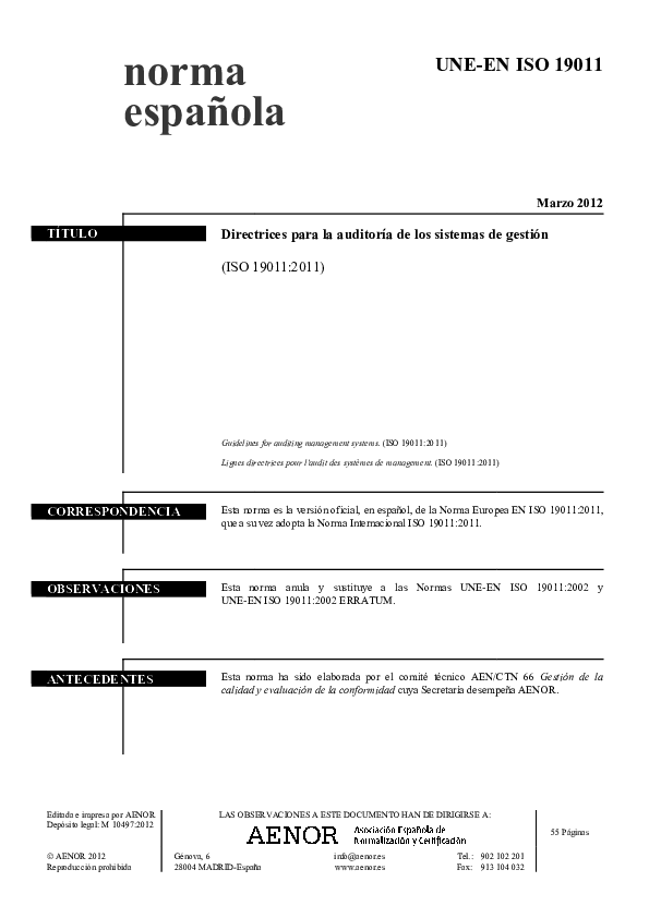(PDF) ISO 19011 Versión 2011 Español