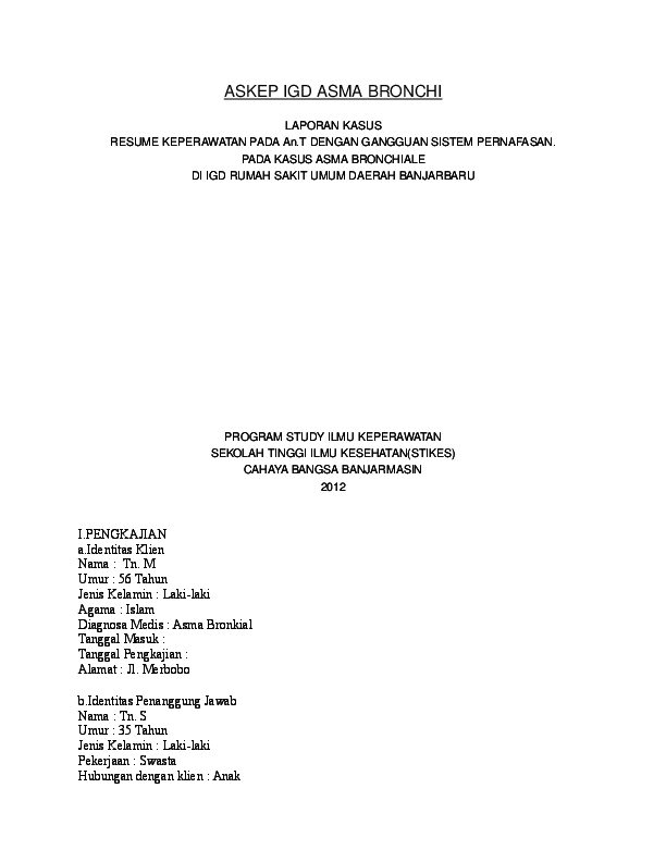 (DOC) ASKEP IGD ASMA BRONCHI