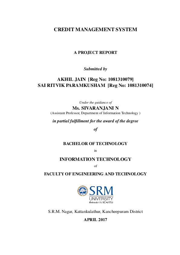 (PDF) CREDIT MANAGEMENT SYSTEM