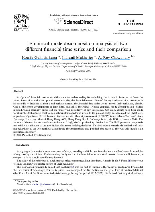 (PDF) Empirical mode decomposition analysis of two different financial ...