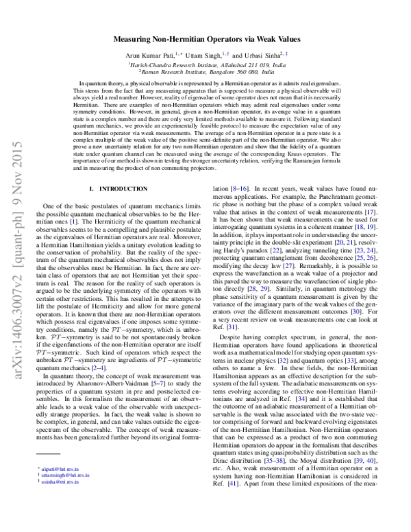 (PDF) Quantum Theory Allows Measurement of Non-Hermitian Operators