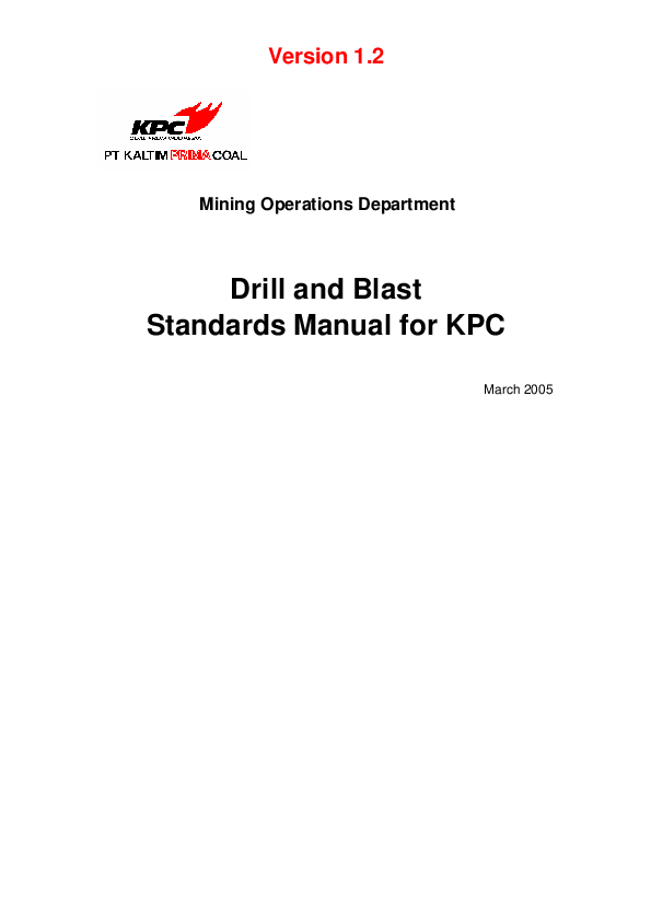 (PDF) Drill and Blast Standards Manual for KPC