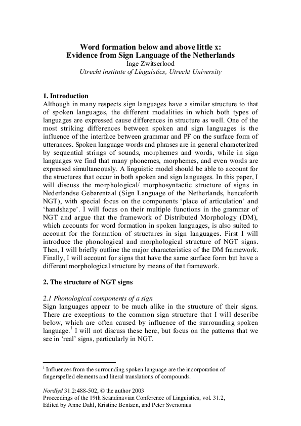 (PDF) Word Formation below and above Little x: Evidence from Sign ...