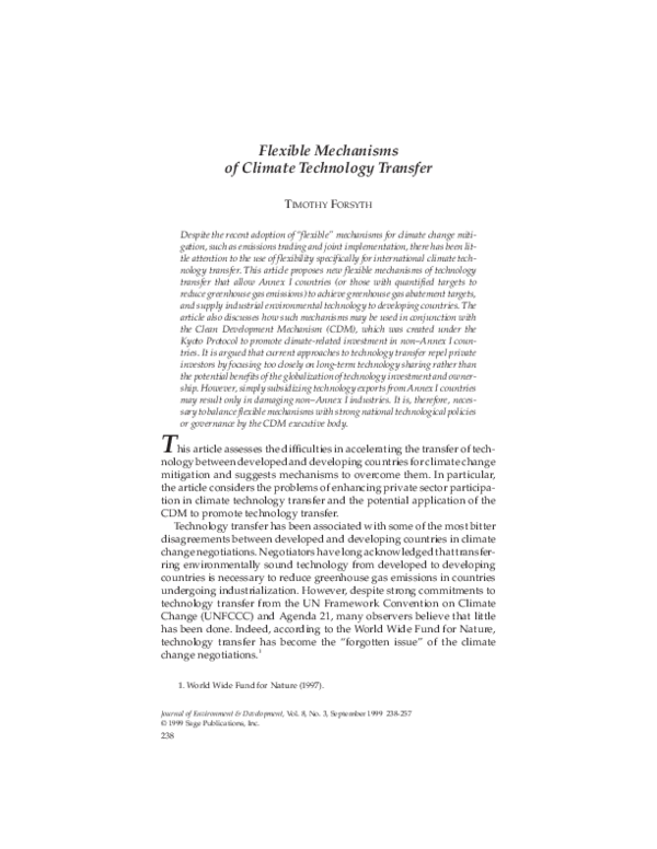 (PDF) Flexible Mechanisms of Climate Technology Transfer