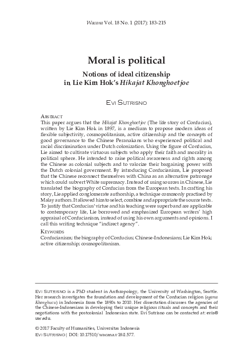 (PDF) Moral is political: Notions of ideal citizenship in Lie Kim Hok's ...