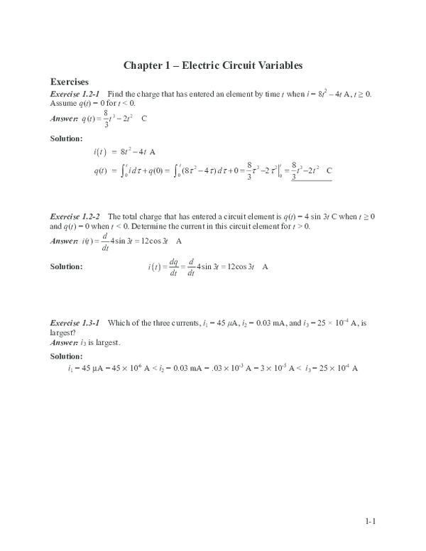 (PDF) Chapter 1 – Electric Circuit Variables