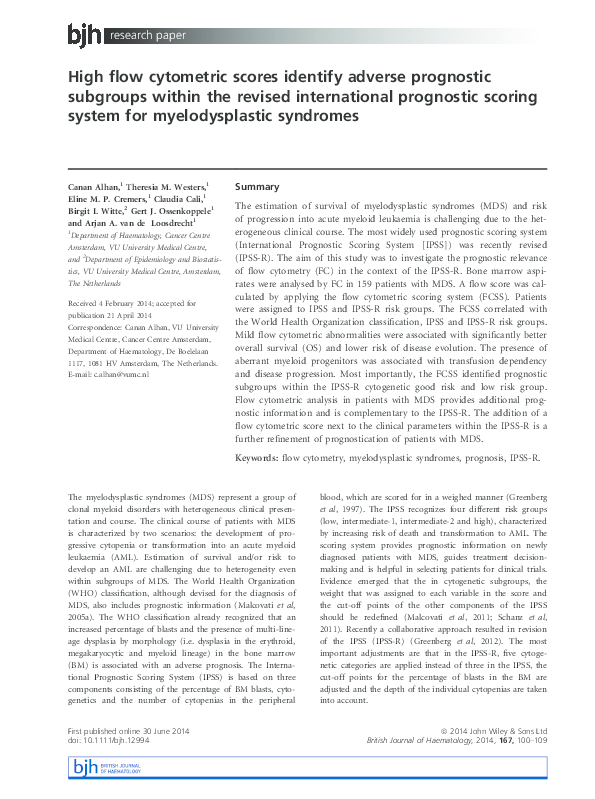 (PDF) High flow cytometric scores identify adverse prognostic subgroups ...